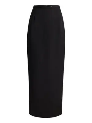 Khaite Winton Satin Midi Skirt Black