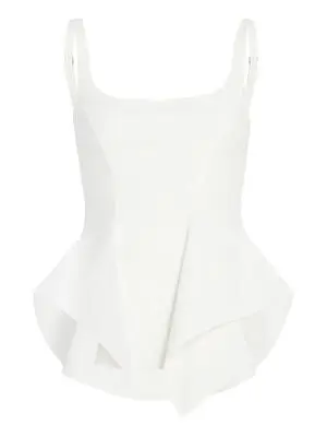 Khaite Loa Cotton Peplum Top - White