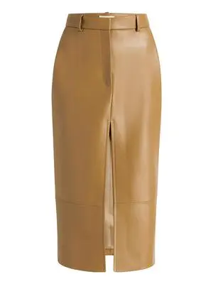 Khaite Anden Belted Leather Midi Skirt - Yellow