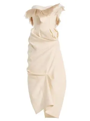 Khaite Salm Ruffled Wool-silk Cady Midi Dress - White