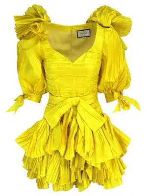 Gucci Pleated Mini Dress - Yellow