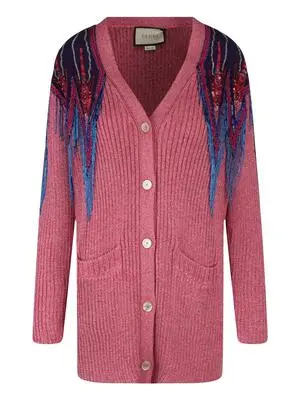 Gucci Sequin And Fringe Cardigan - Pink
