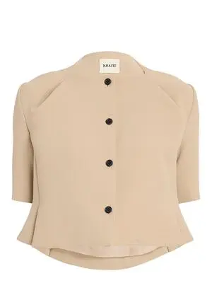Khaite Franc Crepe Peplum Jacket - Nude