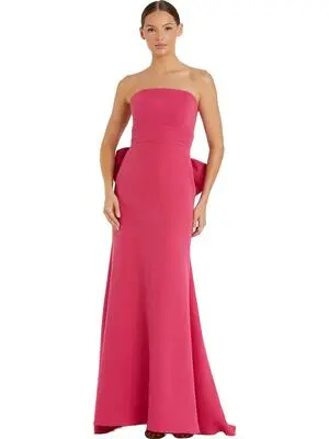 Mac Duggal Strapless Gown With Bow - Hot Pink