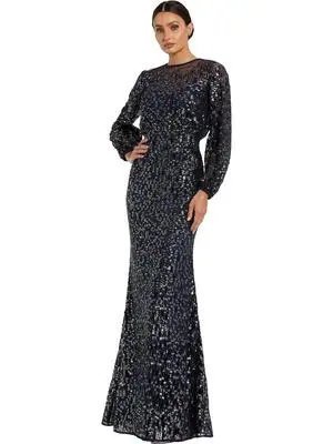 Mac Duggal Sequin Embellished Evening Gown - Midnight