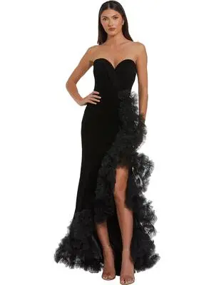 Mac Duggal Strapless Velvet Mermaid Gown - Black