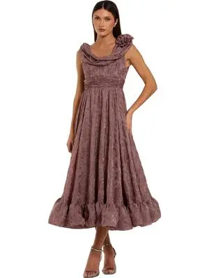 Mac Duggal Sleeveless Cowl Neck Chiffon Midi Dress - Mauve
