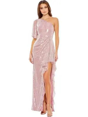 Mac Duggal Sequin High-low Gown - Mauve