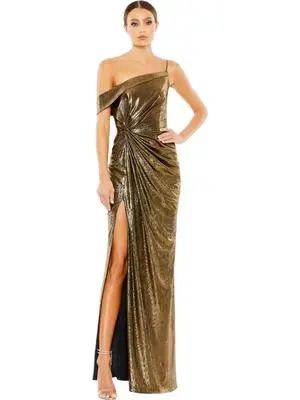 Mac Duggal Metallic Off-the-shoulder Gown - Gold