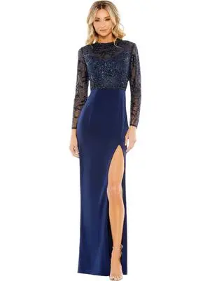 Mac Duggal Sequin Embellished Bodice Gown - Midnight