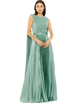 Mac Duggal Sleeveless Cape Back Gown - Sage
