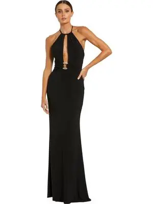 Mac Duggal High Neck Cut Out Gown - Black