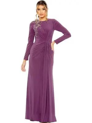 Mac Duggal Embellished Jersey Gown - Heather