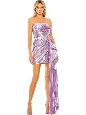 Mac Duggal Strapless Metallic Mini Dress - Lilac