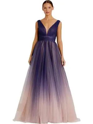 Mac Duggal Ombre Tulle Ball Gown - Indigo Ombre