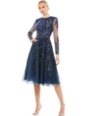 Mac Duggal Embellished Fit-and-flare Cocktail Dress - Twilight