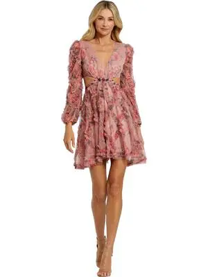 Mac Duggal Floral-printed Mesh Mini Dress - Rose Multi