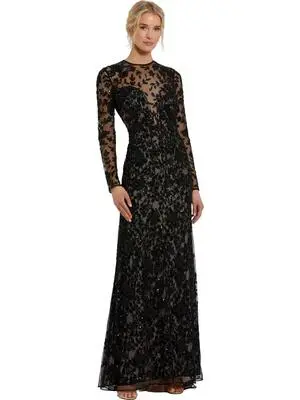 Mac Duggal Floral Embellished Gown - Black Nude