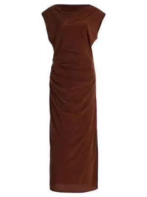 Proenza Schouler Tasa Draped Silk-blend Midi Dress - Brown