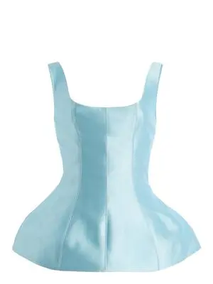 MARLIES GRACE Ivy Satin Peplum Top - Blue