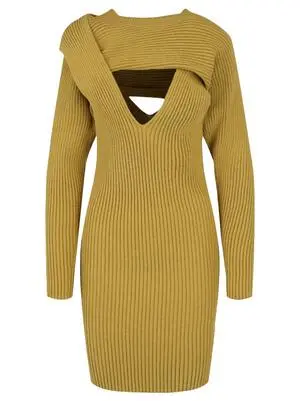Bottega Veneta Ribbed Knit Dress - Pear