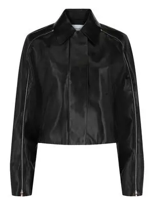 FERRAGAMO Cropped Leather Jacket - Black