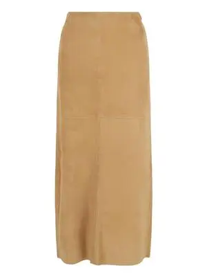 FERRAGAMO Lambskin Leather Pencil Skirt - Beige Khaki