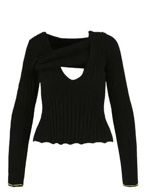 Bottega Veneta Boucle Ribbed V-neck Pullover - Black