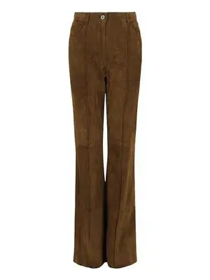 FERRAGAMO Suede Flared Pants - Brown