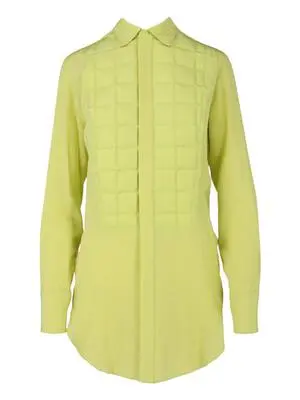 Bottega Veneta Quilted Plastron Detailed Tuxedo Shirt - Acid Yellow