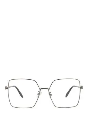 Alexander McQueen Square-frame Metal Optical Frames - Ruthenium Ruthenium Transparent (am0276o/30009376/001)
