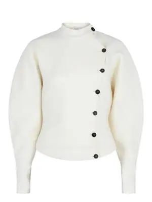 FERRAGAMO Asymmetrical Buttoned Cardigan - White