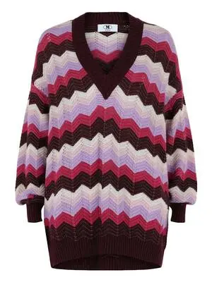 MISSONI Oversized V-Neck Zigzag Sweater