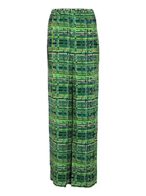 FERRAGAMO Geo Silk Wide-leg Pants - Green