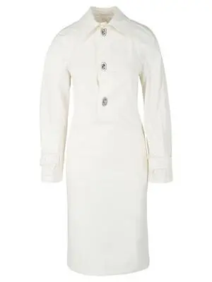 Bottega Veneta Collared Shirt Dress - Chalk