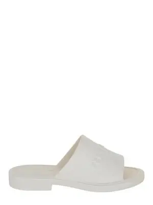 FERRAGAMO Giuneva Logo Embossed Slides - White