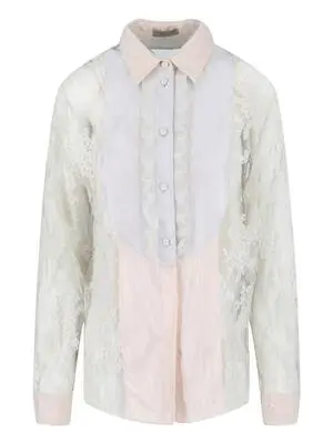 Bottega Veneta Lace Patterned Blouse - White
