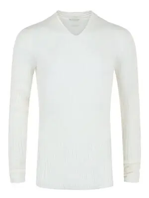 FERRAGAMO V-neck Knit Sweater - White