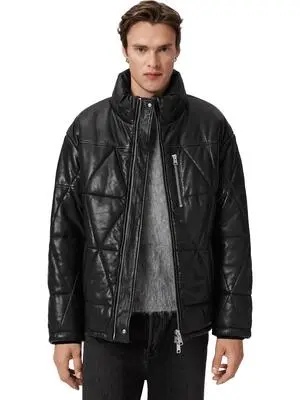 ALLSAINTS Brockwell Leather Puffer Jacket - Black