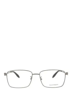 Alexander McQueen Square-frame Metal Optical Frames - Ruthenium Ruthenium Transparent (am0278o/30009379/001)