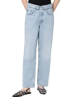 AGOLDE High-waisted Cotton Denim Jeans - Light Blue