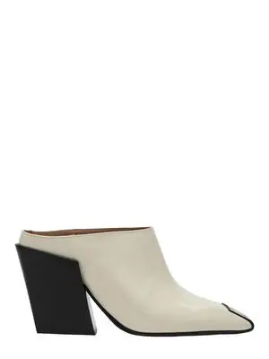 Bottega Veneta Mule With Python Effect Leather Tip - White