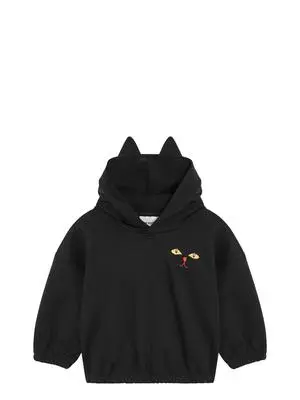 MINI RODINI Hooded Sweatshirt With Cat Ears - Black