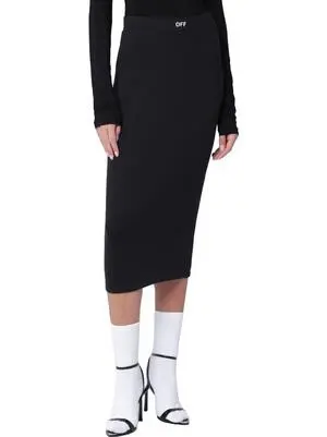 Off-White Pencil Skirt With Logo - Black