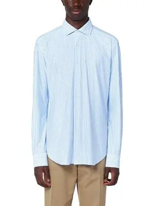 XACUS Striped Light Poplin Active Shirt - Blue