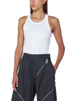 Attico Tank Top With Rhinestones - White