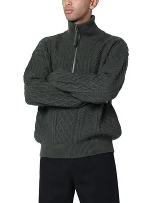 Loewe Wool Zip Sweater Green