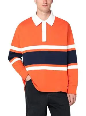 Loewe Anagram Polo In /navy Blue - Orange