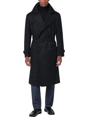 Tagliatore Borns Belted Overcoat - Black