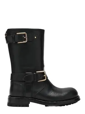 Dolce & Gabbana Leather Boot With Buckles - Black